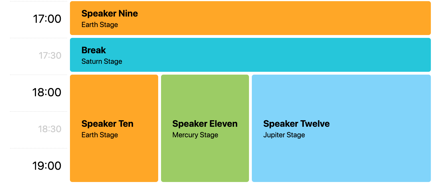 Create An Event Schedule With HTML Table Liquid Light